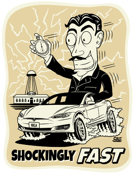 Shockingly Fast – 2nd Generation Tesla Model S – Automotive Art by Greg